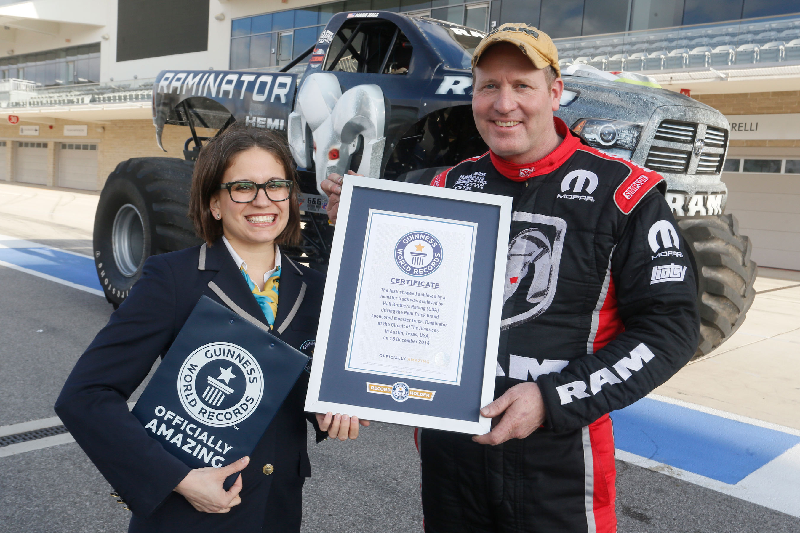 RAMINATOR MONSTER TRUCK AND HALL BROTHERS RACING TEAM SHATTER GUINNESS ...