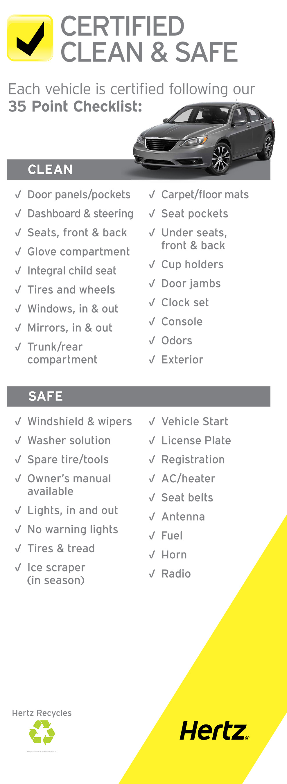 HERTZ LAUNCHES CERTIFIED CLEAN SAFE RENTAL PROGRAM