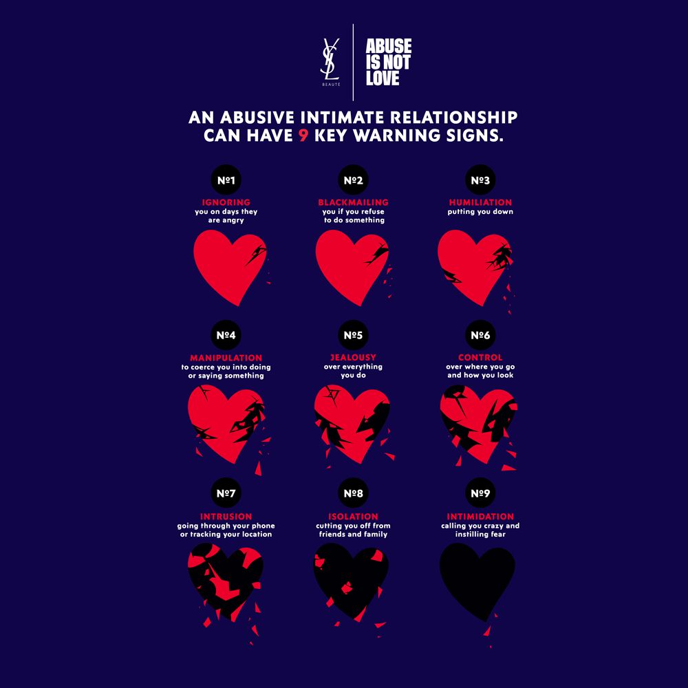 YSL Beauty Accelerates Abuse Is Not Love Combatting Intimate Partner ...